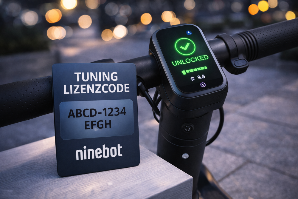 Lizenz Sofort online Tuning für Ninebot Max E + G2 D + G30 D + F2 + F2